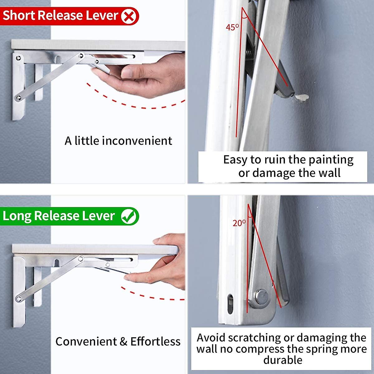 300mm Folding Shelf Bracket, Stainless Steel Wall Mount Bracket ...