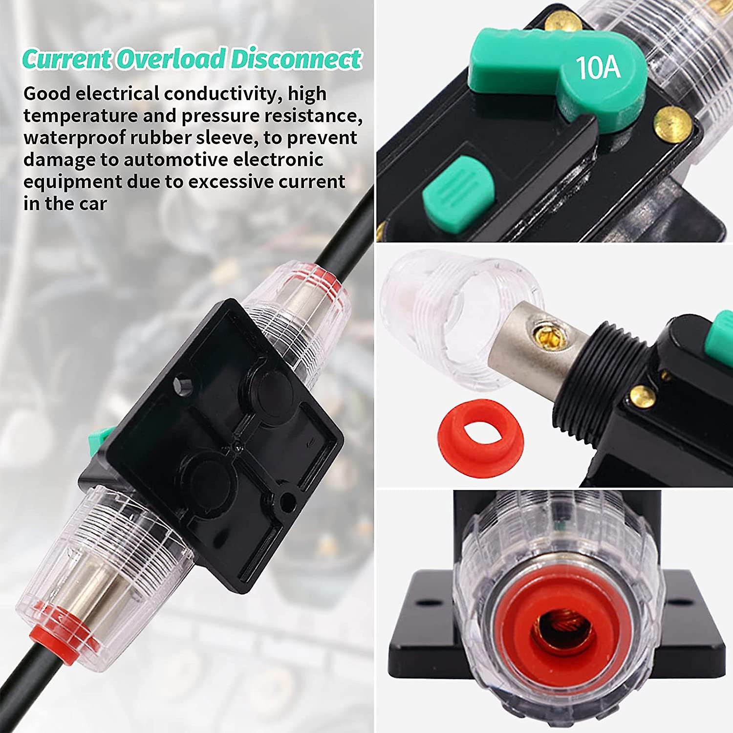 Dc 12/48v Auto Waterproof Circuit Breaker, With Manual Fuse Reset Switch, In-line Fuse Block ...