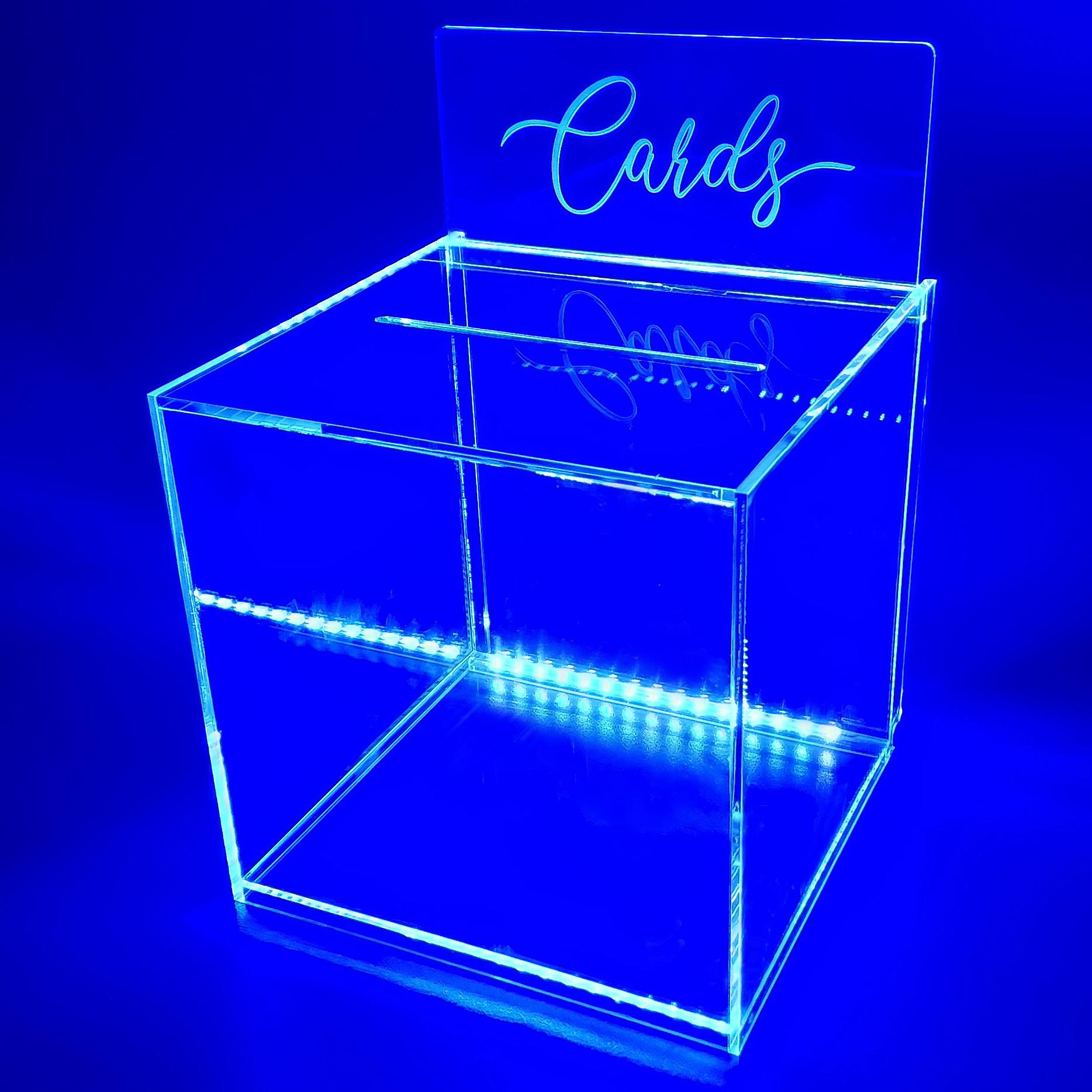 OnDisplay LED Light 10" Luxe Acrylic Clear Wedding Card Money Box w ...