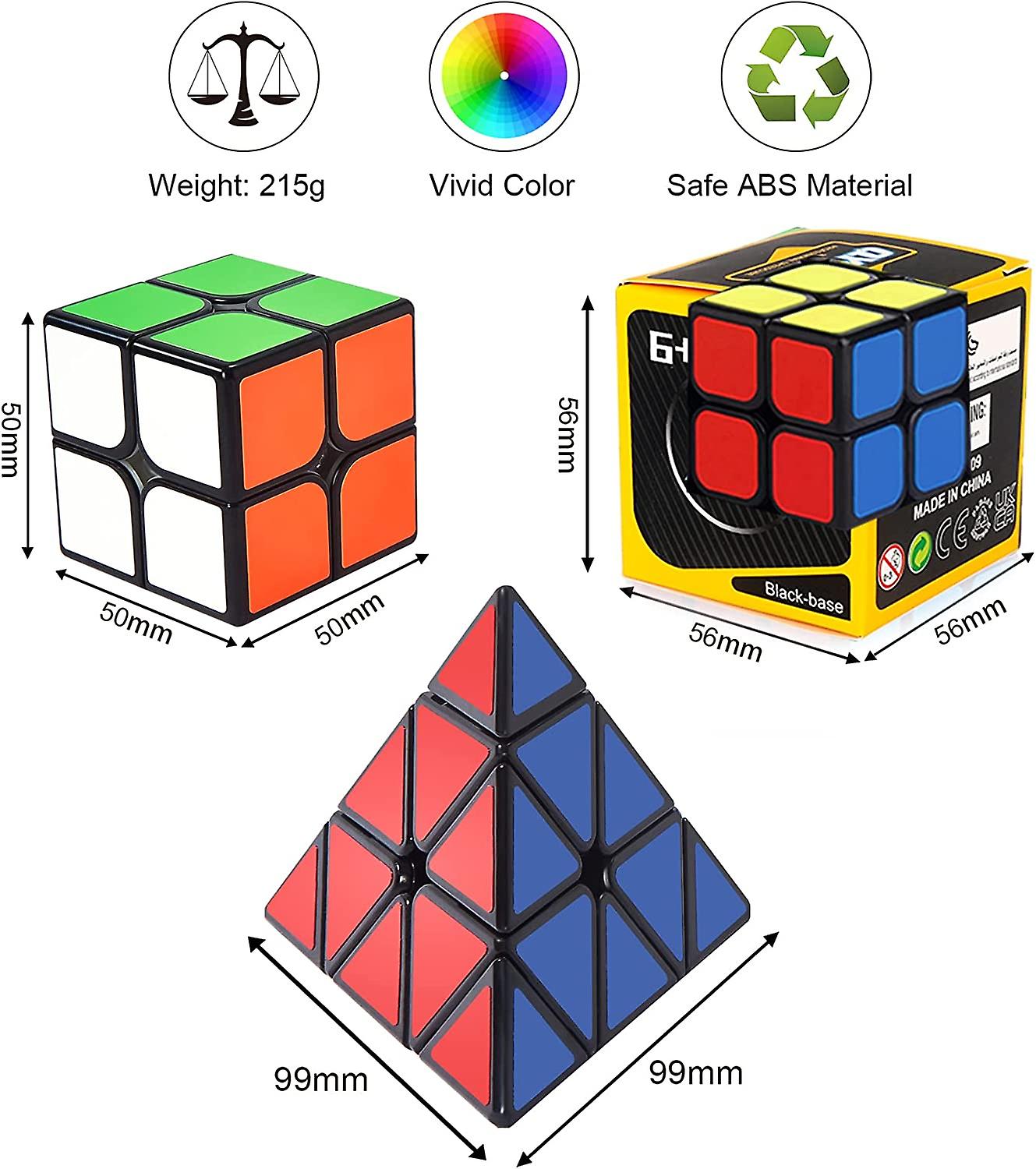 Speed Cube Set, Magic Cube Set of 2x2x2 3x3x3 Pyramid Cube Smooth Speed ...