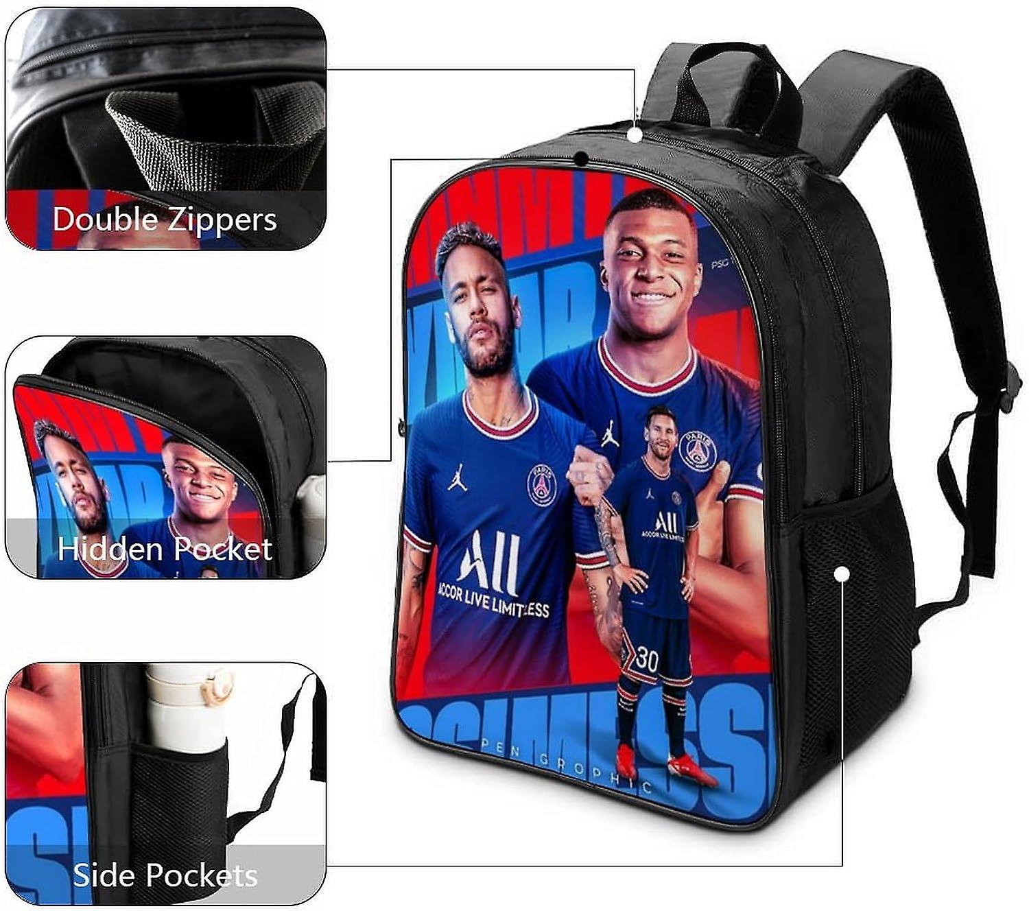 LOPUCK Messi Neymar Mbappe Backpack School Bags For Girls Boys Soccer ...