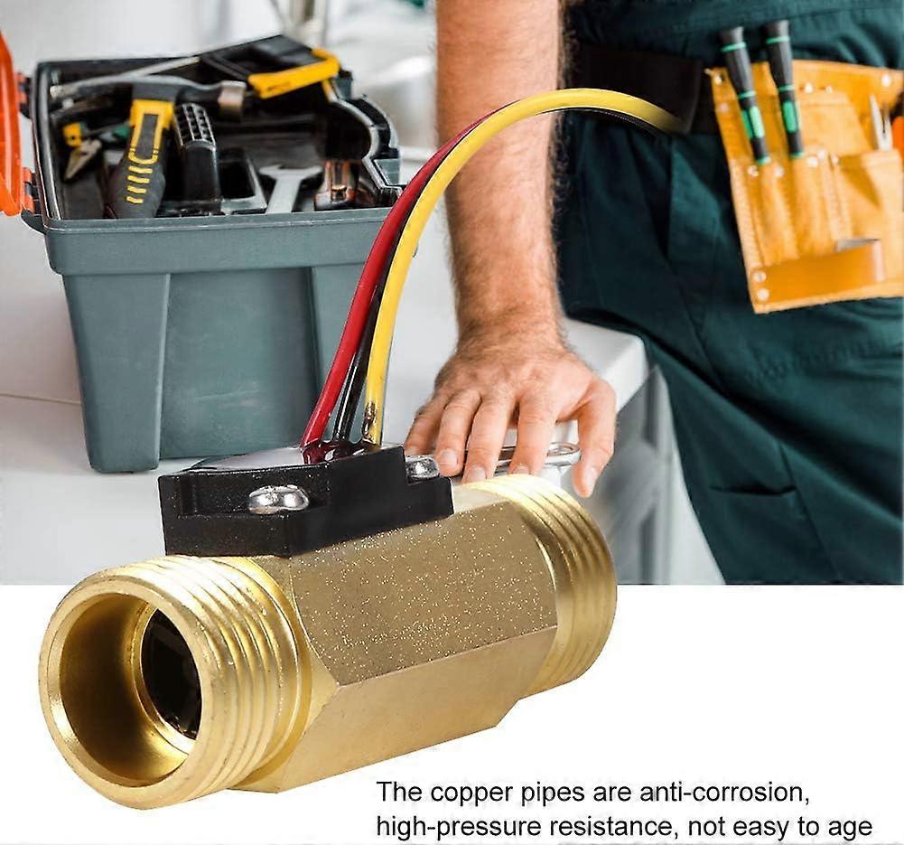 Water flow sensor fluid flow meter water flow switch 60mm G1/2 copper ...