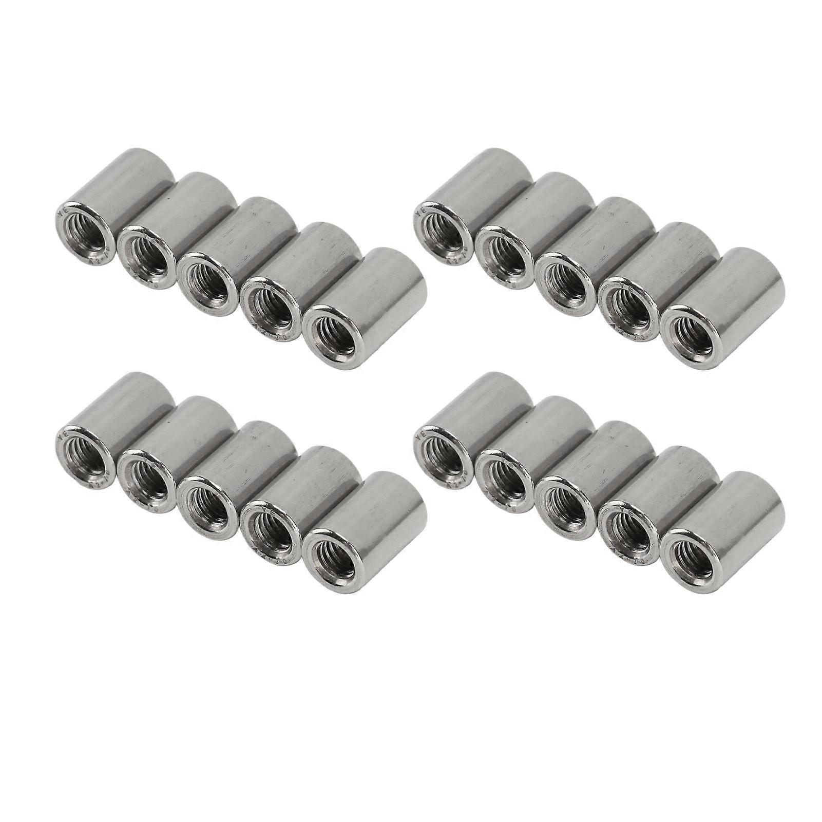 20pcs Coupling Nut Round Stainless Steel Rod Connector Nut M6 Female ...