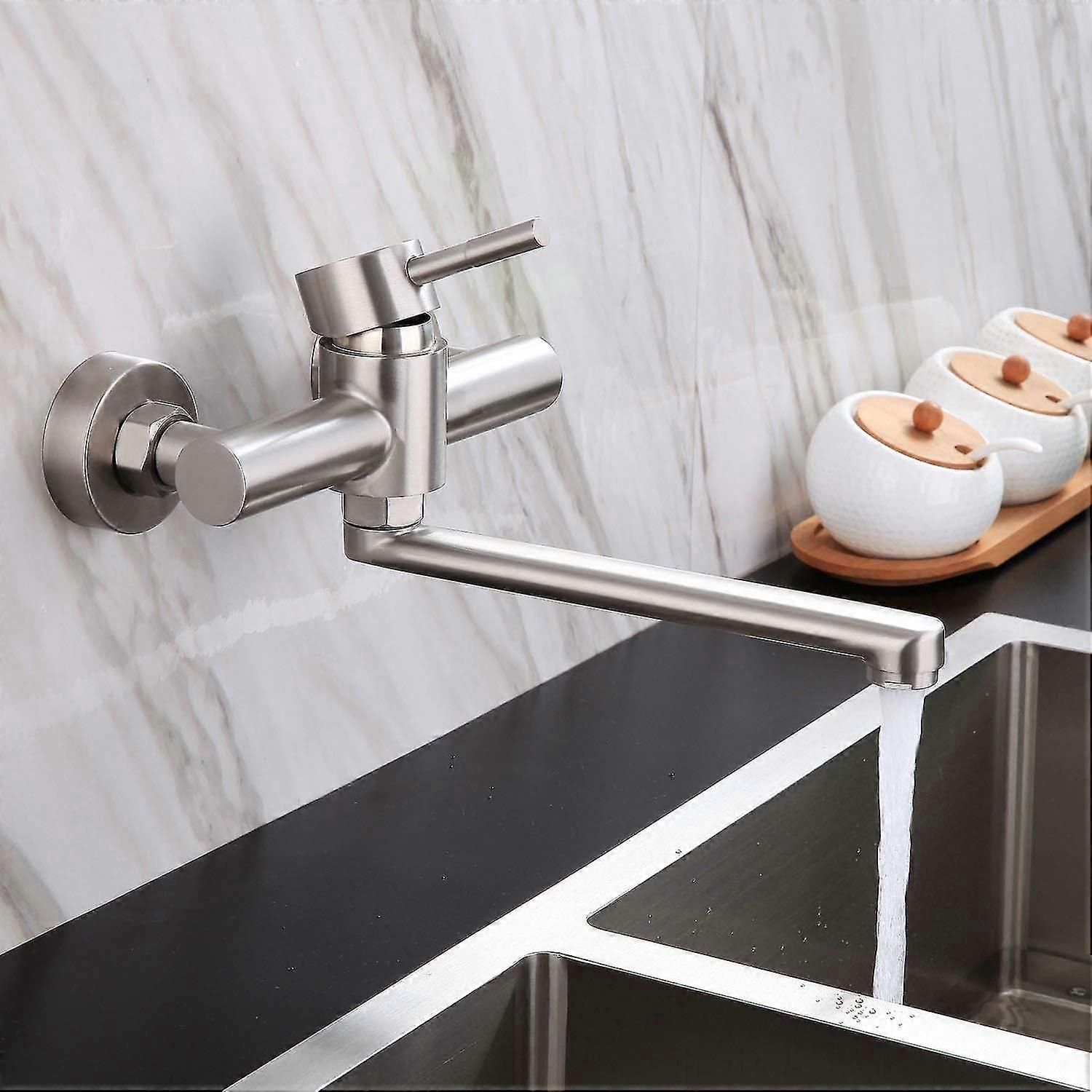 Kitchen Mixer Tap Kitchen Sink Faucet 360 Swivel Stainless Steel Cold ...