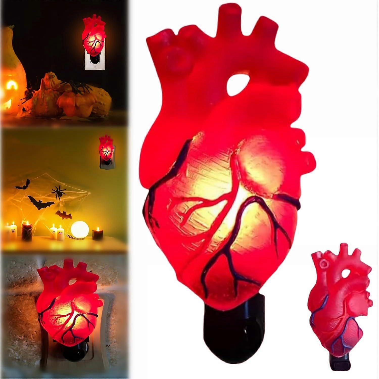 Anatomical Heart Nightlight, Translucent Resin Heart Night Light Plug ...