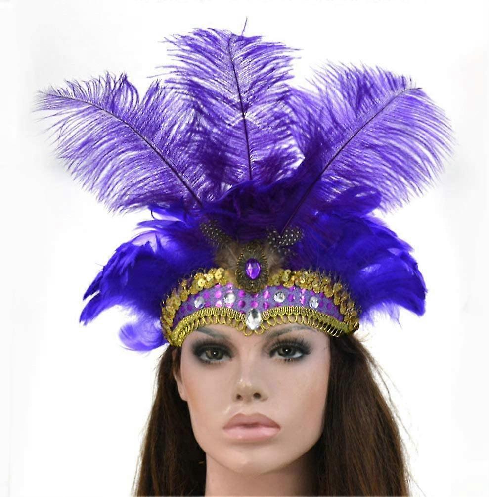 Feather Headband Party Masquerade Pageant Show Headdress(Pink) | Fruugo UK