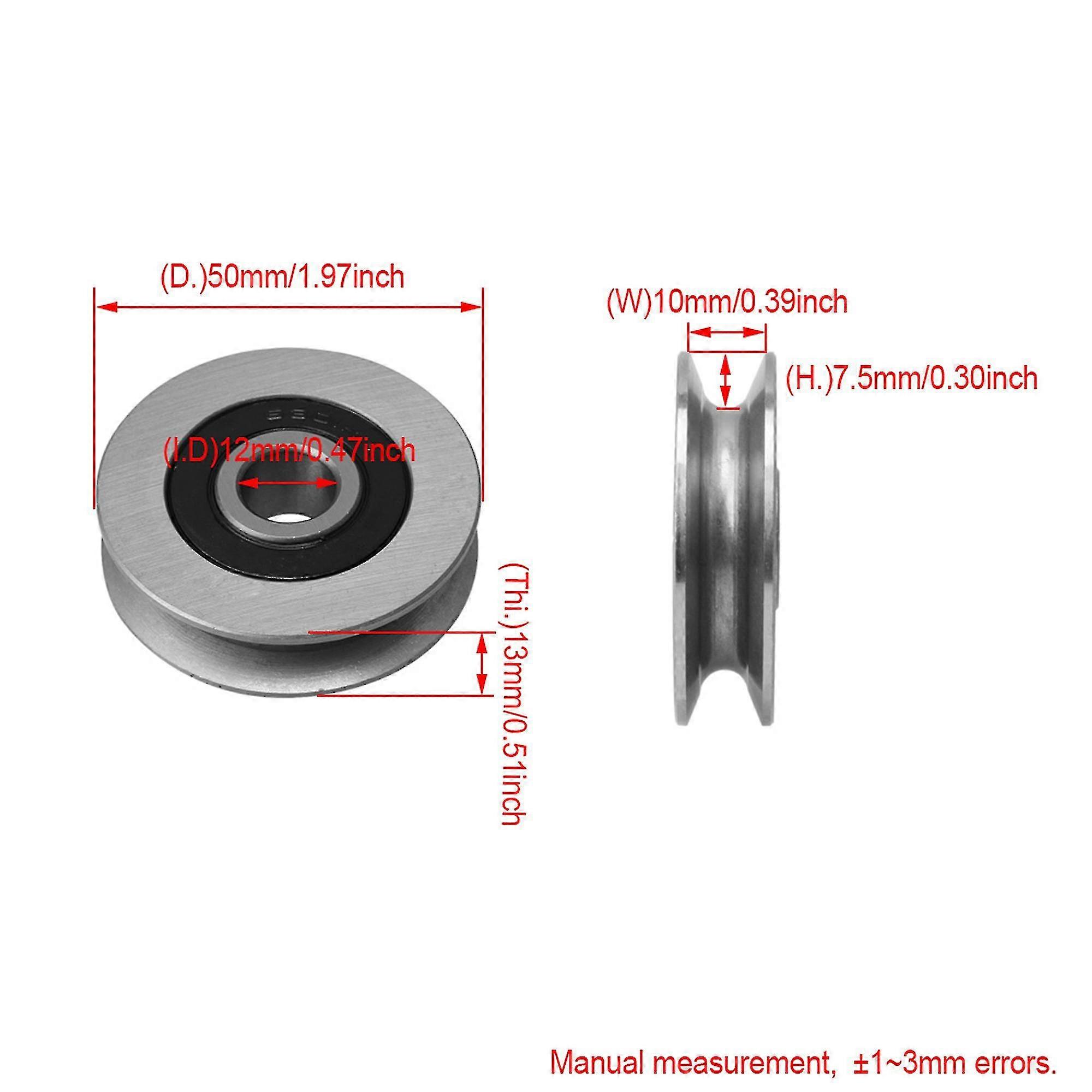 4x Industrial U-shape Groove Wheel Bearing Steel Bearing Cable Pulley ...