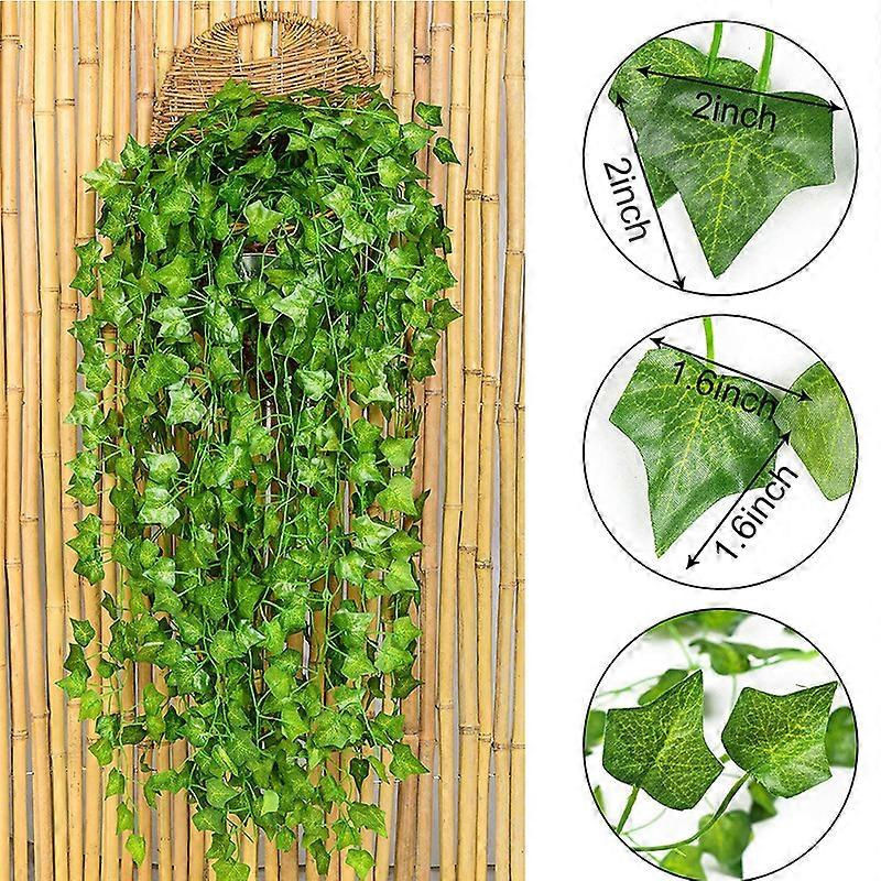 12 Pack Fake Ivy Artificial Leaves Real-Looking Greenery Hanging ...