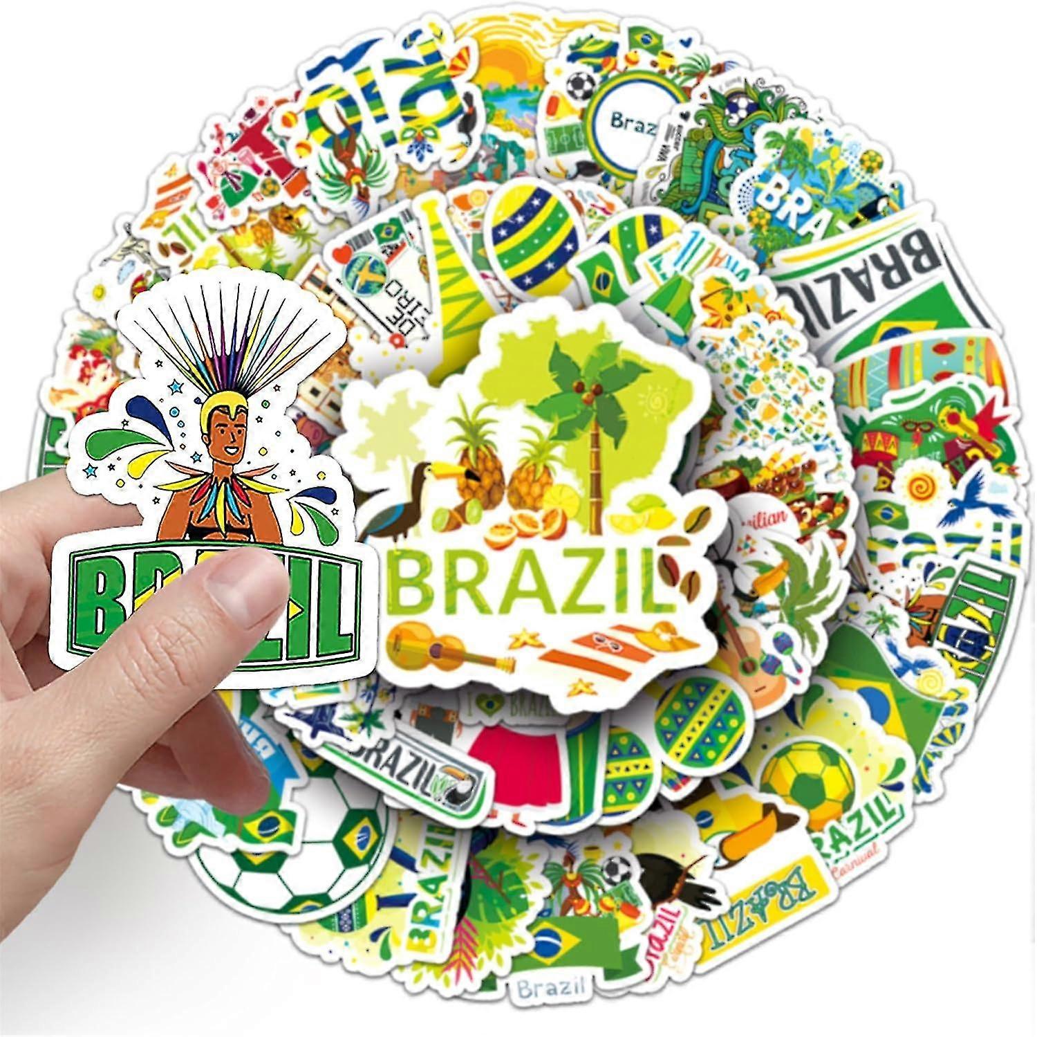 Brazil Stickers, 50pcs Brazil Theme Stickers, Brazil Waterproof Vinyl ...