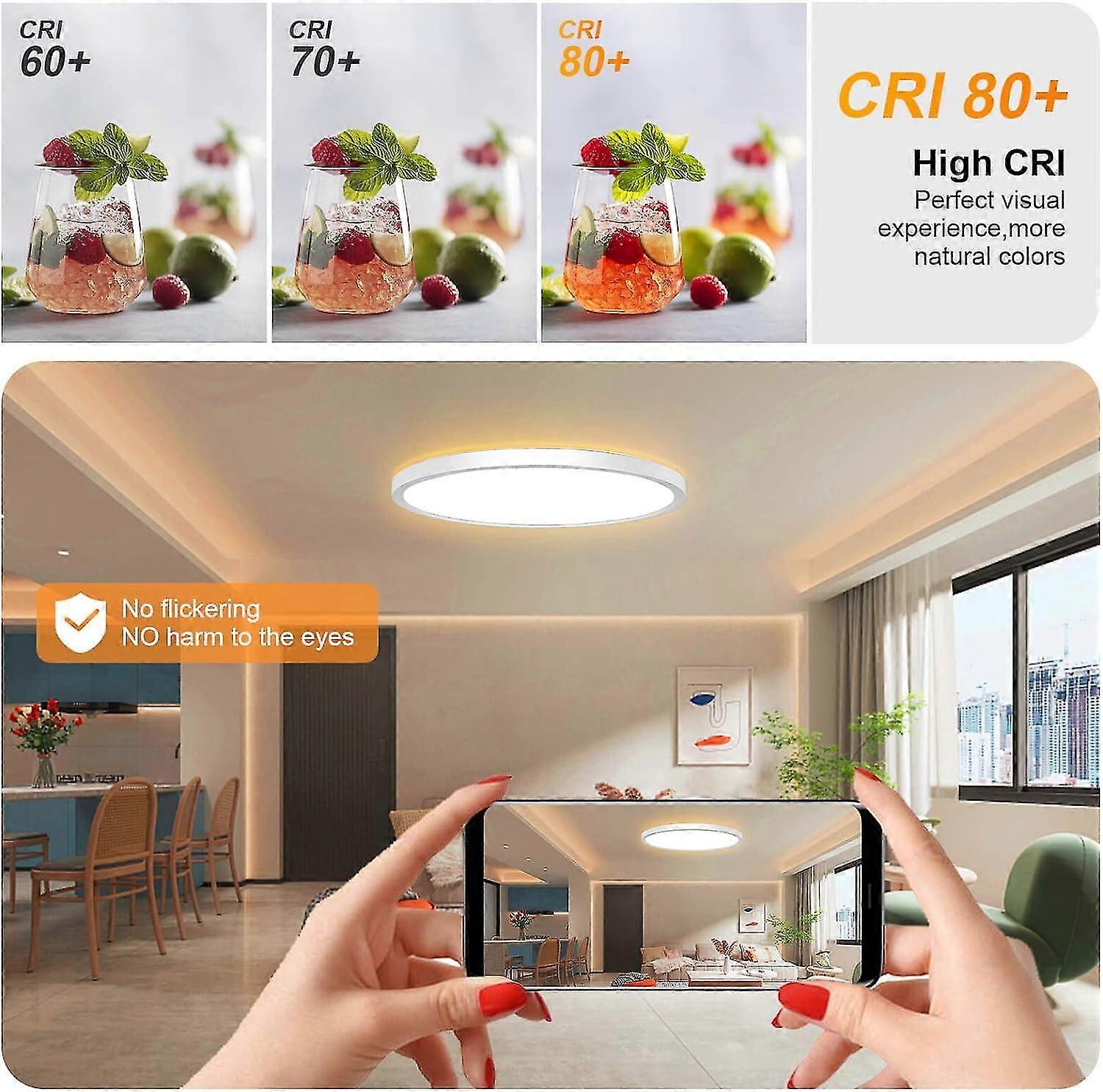 Led Ceiling Light With Rgb Backlight 24w Dimmable With Remote Control ...