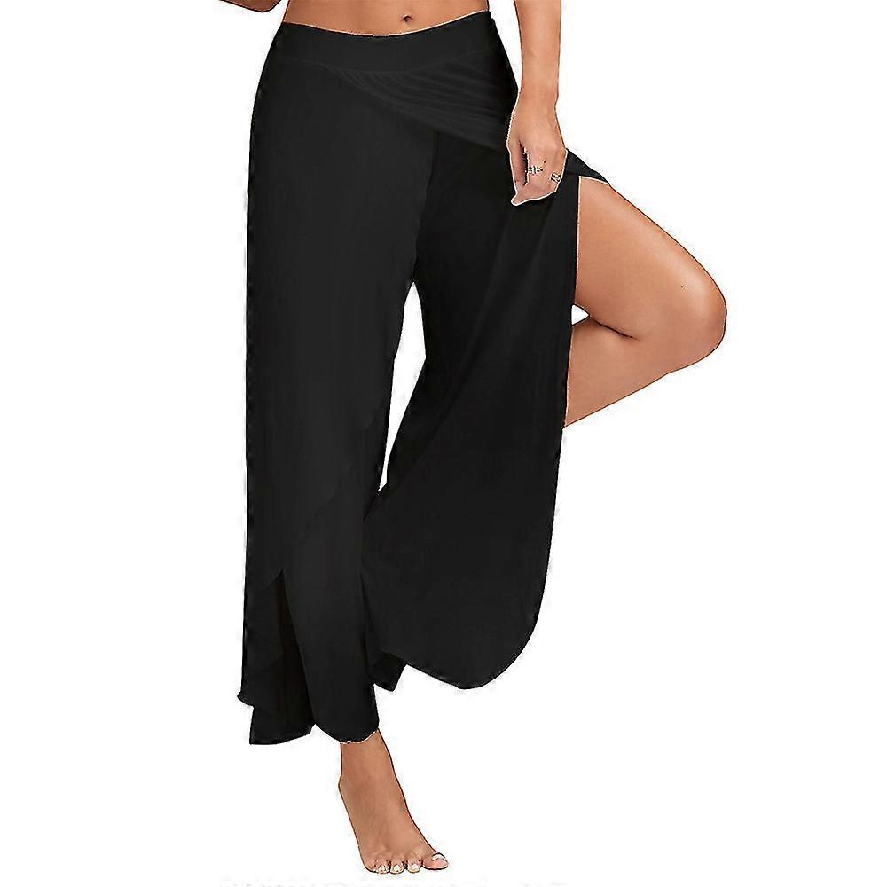 Women's Yoga Pants Hippie Flowy Slit Trousers Harem Palazzo Yoga Split ...