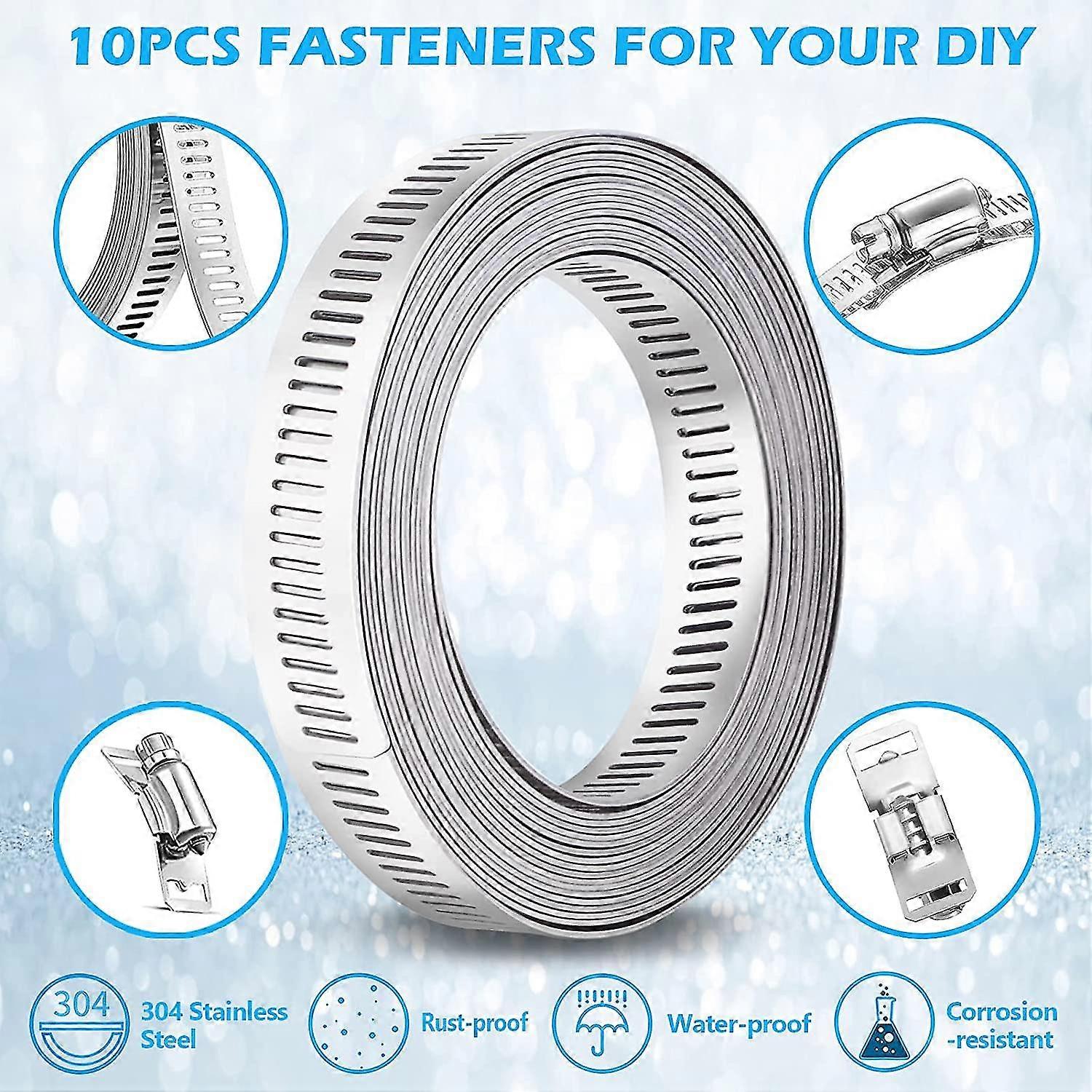 Hose Clamps 304 Stainless Steel Worm Clamp, 13 Ft Large Hose Clamp ...