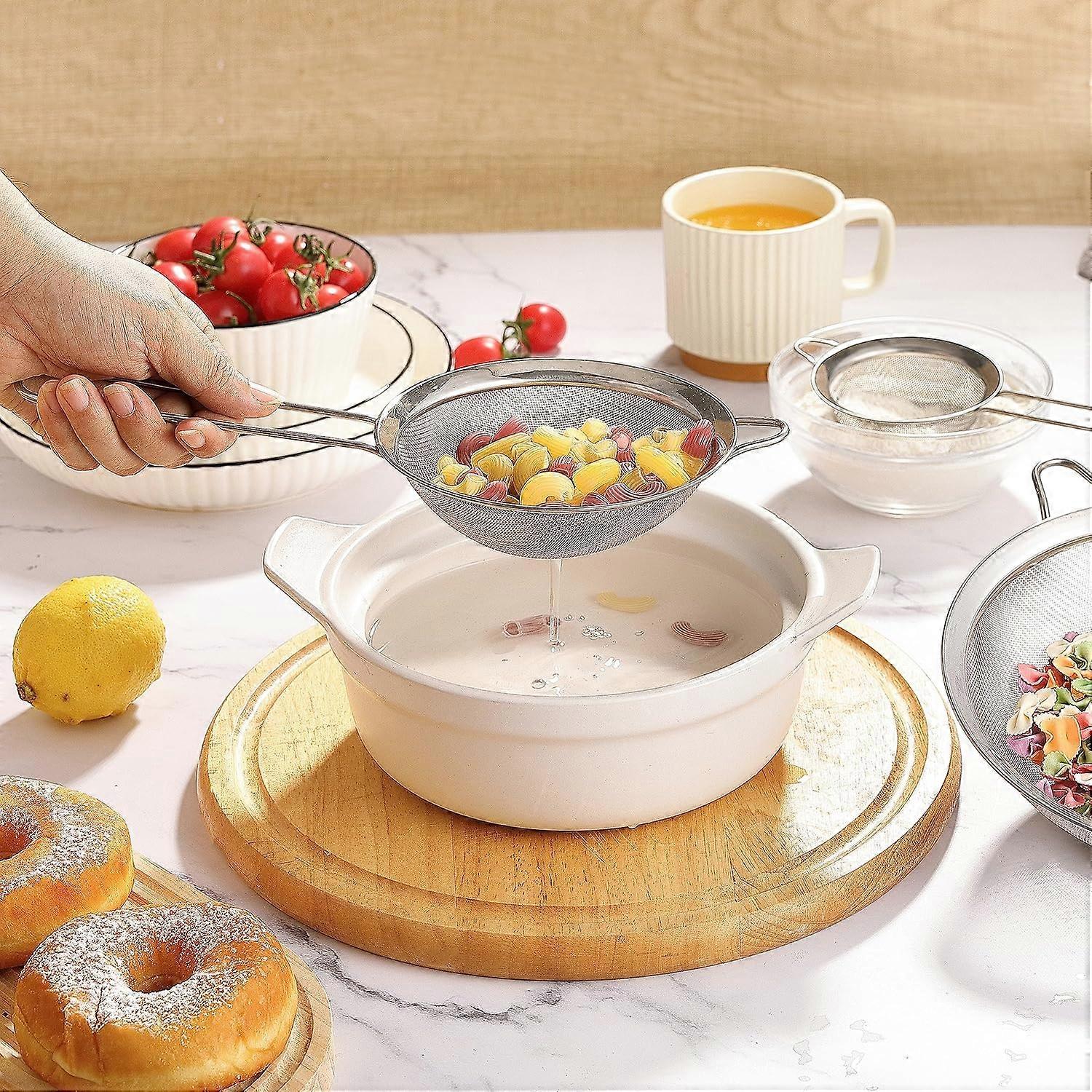 3PCS Fine Mesh Strainers Set, Stainless Steel Colanders and Sifters ...