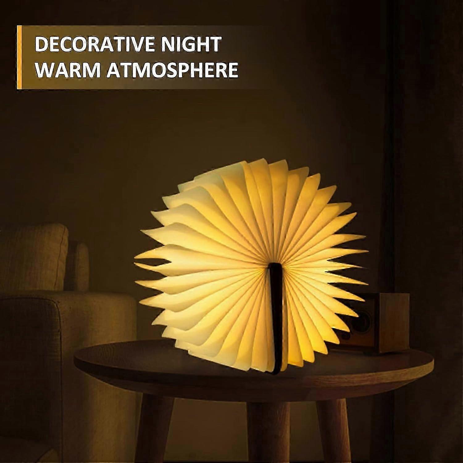 Wooden Folding LED Book Lamp, Walnut LED Table Lamp, USB Night Light ...