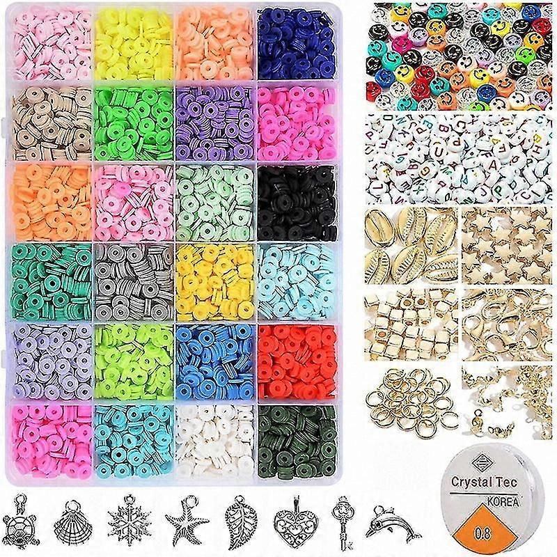 4000 Pieces Flat Beads Kit, Letter Beads Handmade Polymer Clay Flat ...