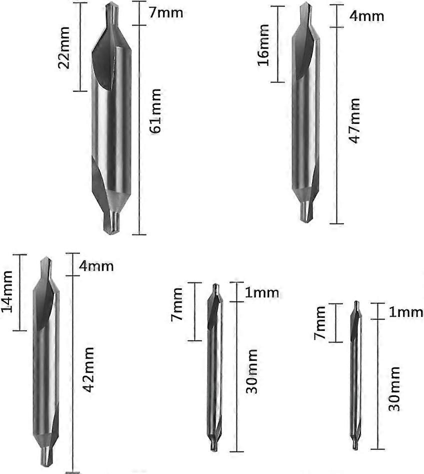 5 Pieces Center Drill Bit, Hss Double End Drill Bit 60 Degree High ...