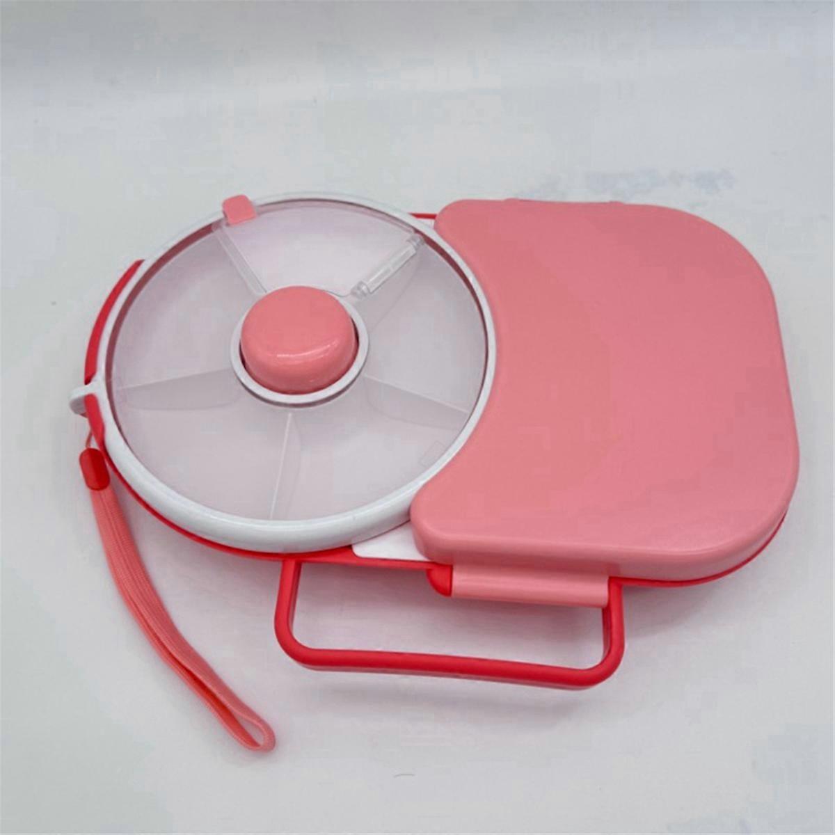 Pink Round Rotating Lunch Box with Lid for Kids Snacks | Fruugo UK