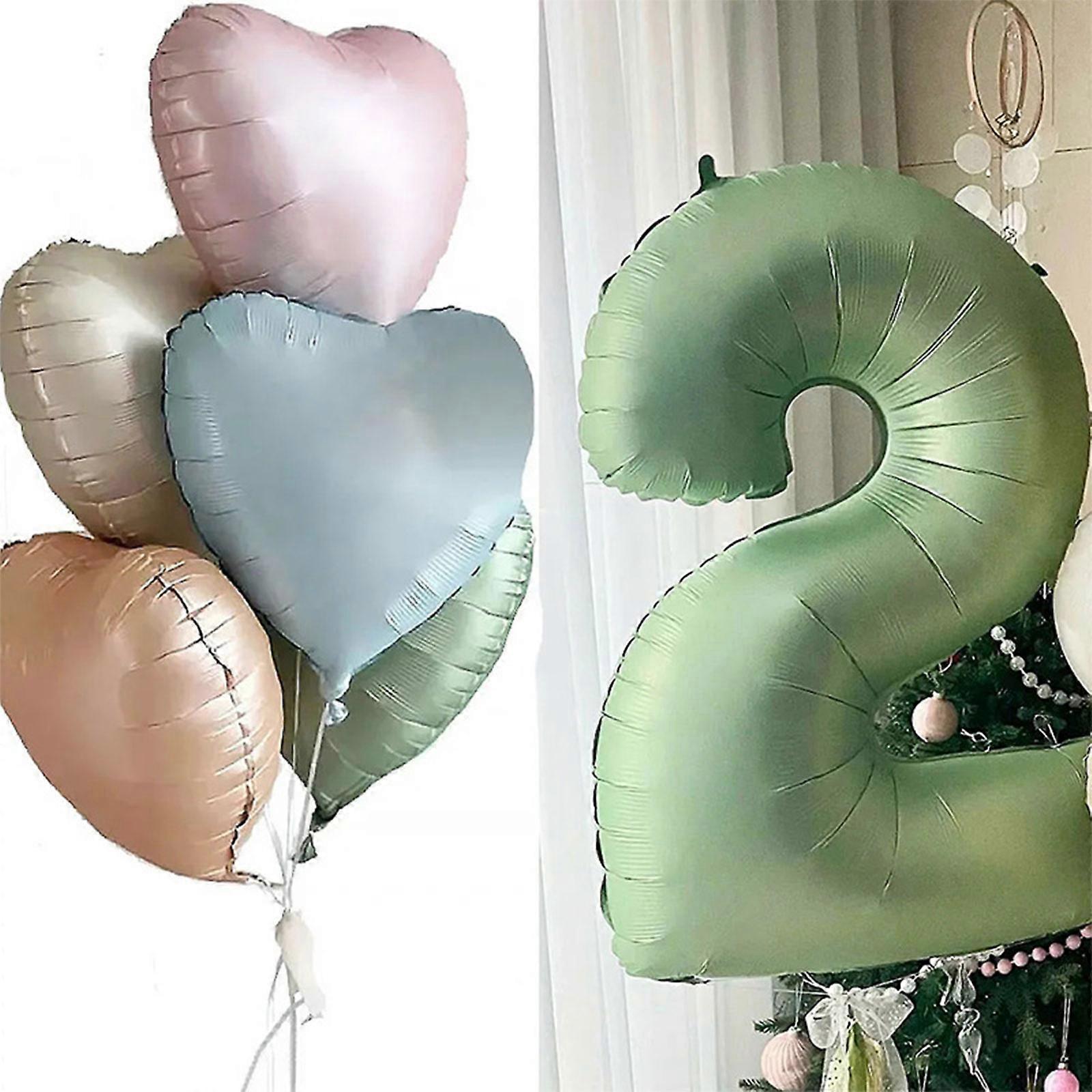 6Pcs Cream Color Number Balloon Set Beige Caramel Number 0-9 Balloon ...