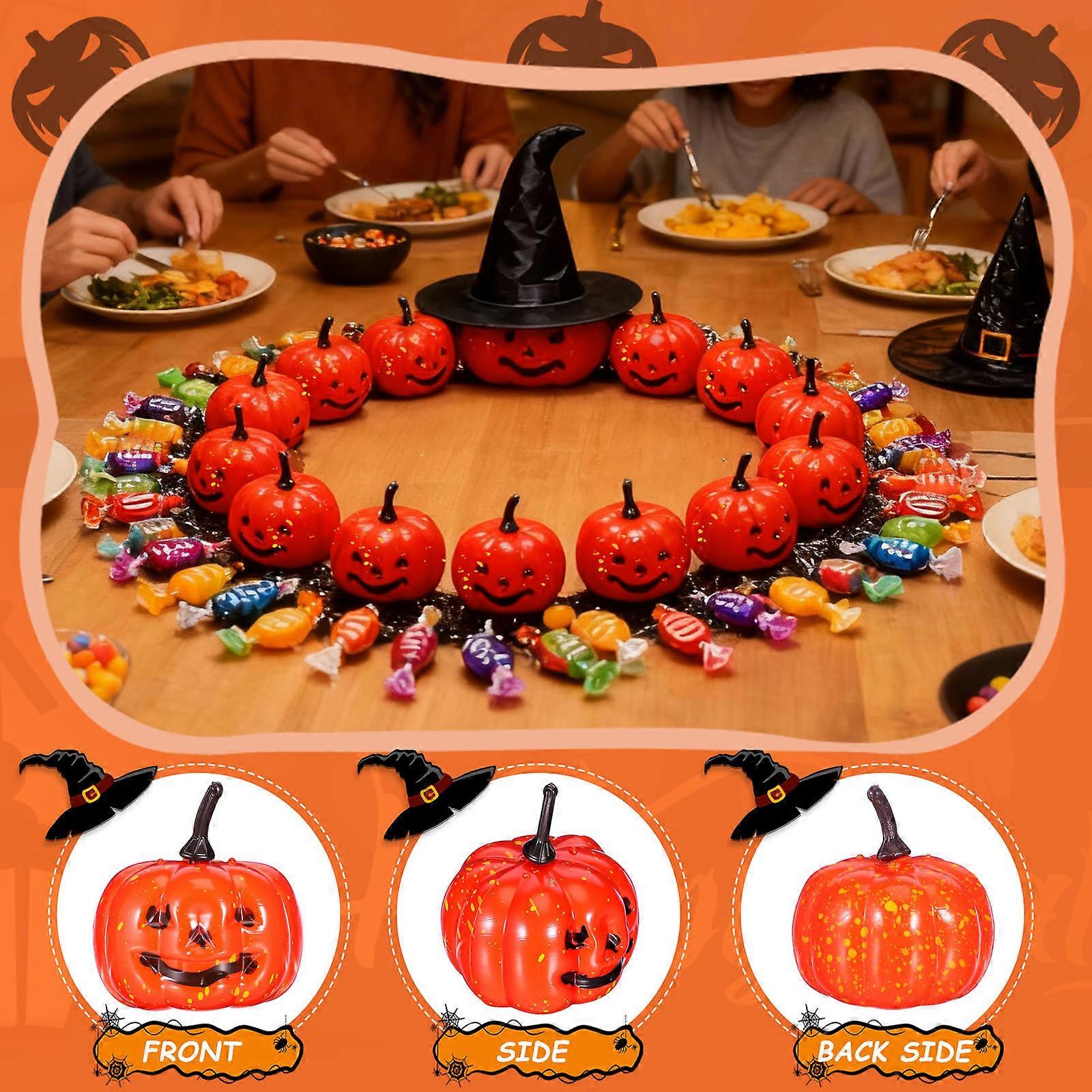 Halloween Artificial Small Pumpkins for Decoration 16Pcs Orange Plastic ...
