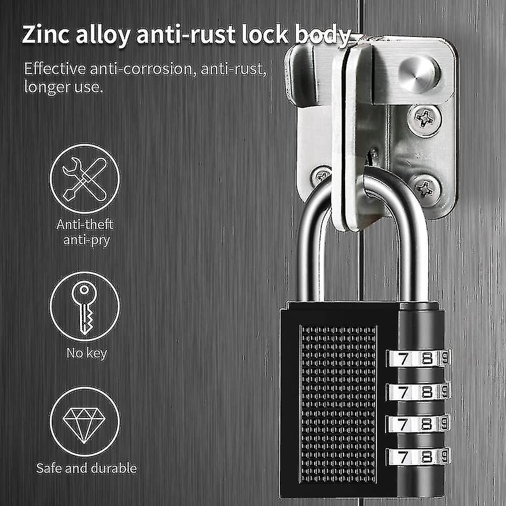 4 Digit Combination Padlock 4 Pack Heavy Duty Combination Code Lock For ...
