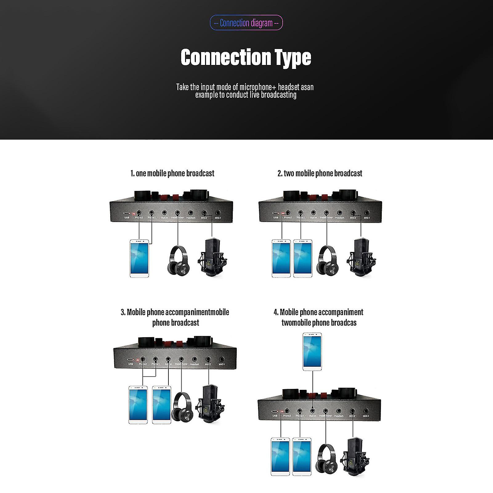 V8x Pro Live Sound Card 15 Sound Effects Microphone Set Audio Recording ...