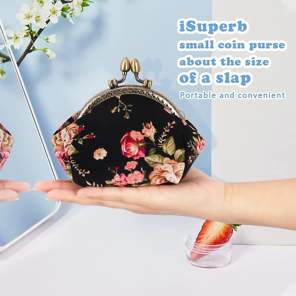 Heytea Coin Purse Canvas with Clasp Closure Wallet Coin Pouch Kisslock ...