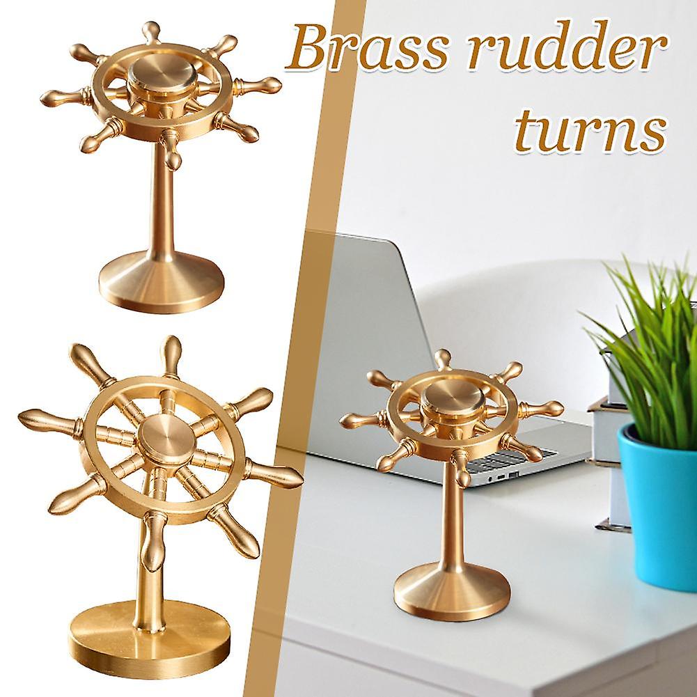 Brass Rudder Turns Ship Steering Wheel Boat Sculpture Decor Ornaments ...