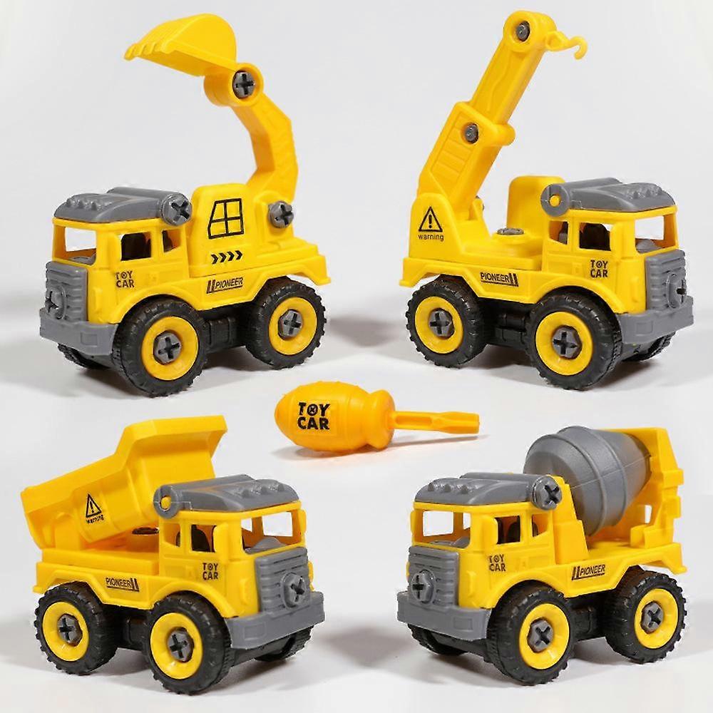 4pcs Kids DIY Construction Toys Engineering Car Fire Truck Screw Build ...
