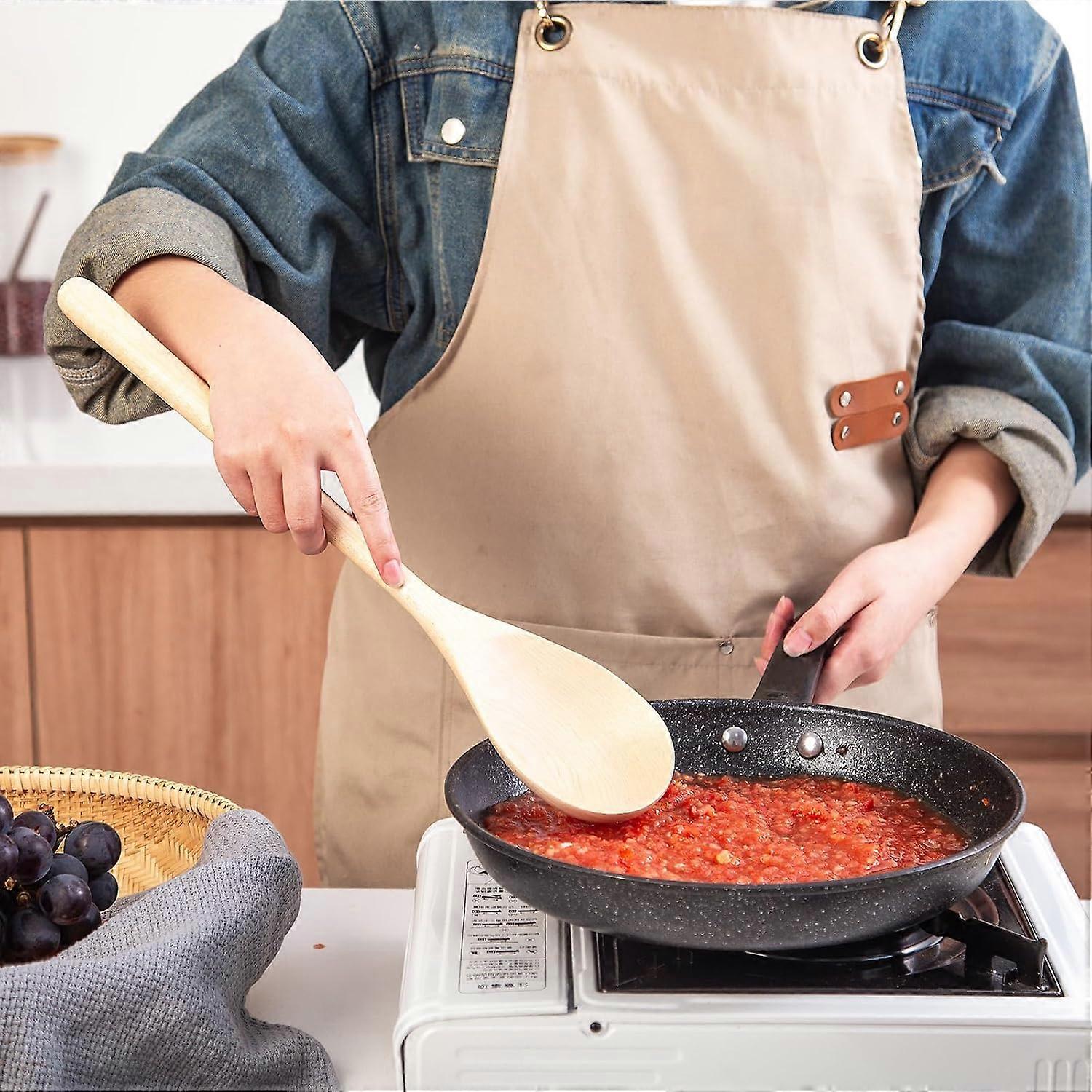 Large Wooden Spoon for Cooking - 17 Inch Big Wood Scoop Utensil for ...