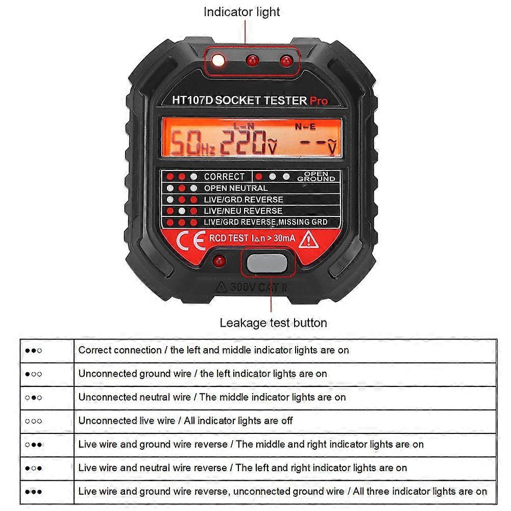 Ht107d Socket Tester Lcd Digital Display Socket Outlet Tester Mains ...