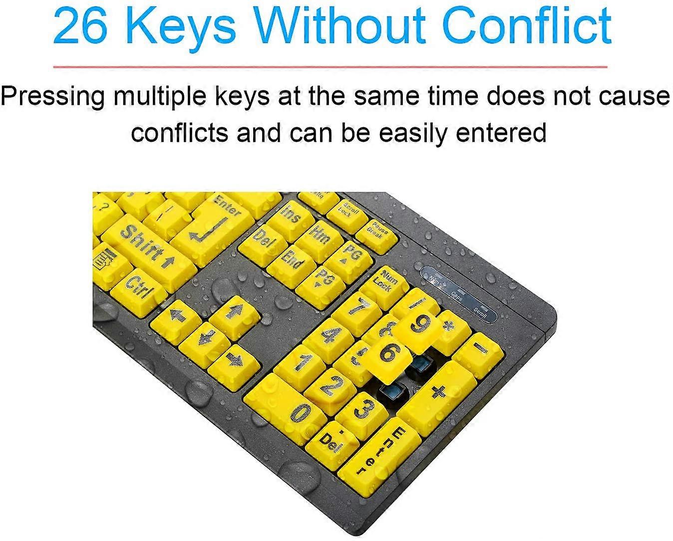 Large Print Computer Keyboard, Wired USB High Contrast Keyboard with ...