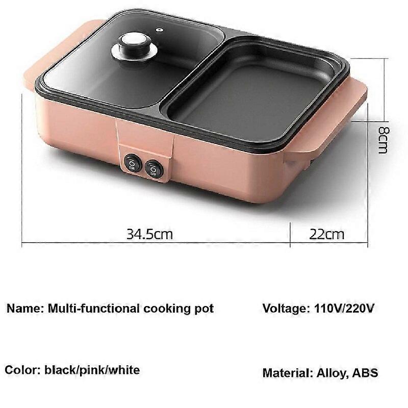 2 IN 1 Electric Hot Pot Cooker BBQ 1400W Grill Multicooker Electric BBQ Grill Non Stick Plate ...