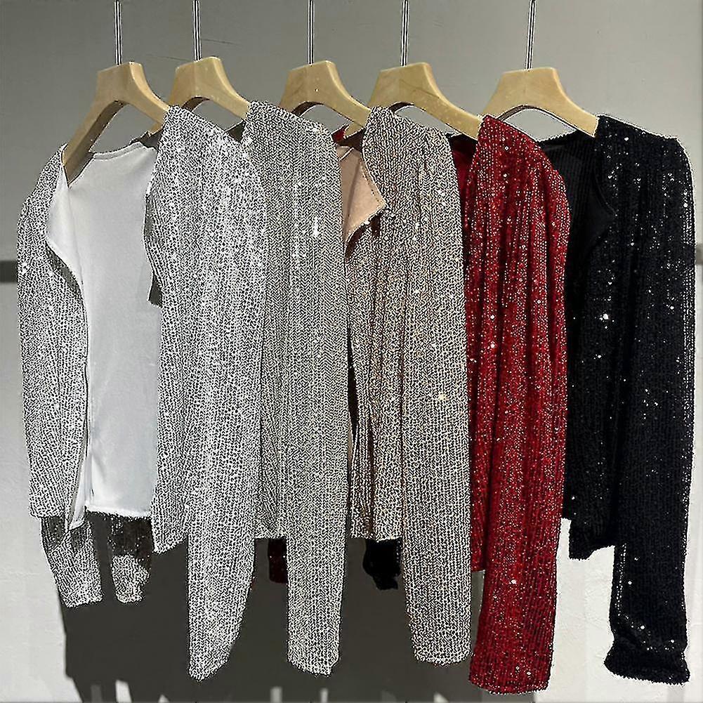 Women Coat Fashion Lady Sparkly Glitter Short Blazer Smooth Lined Lady ...