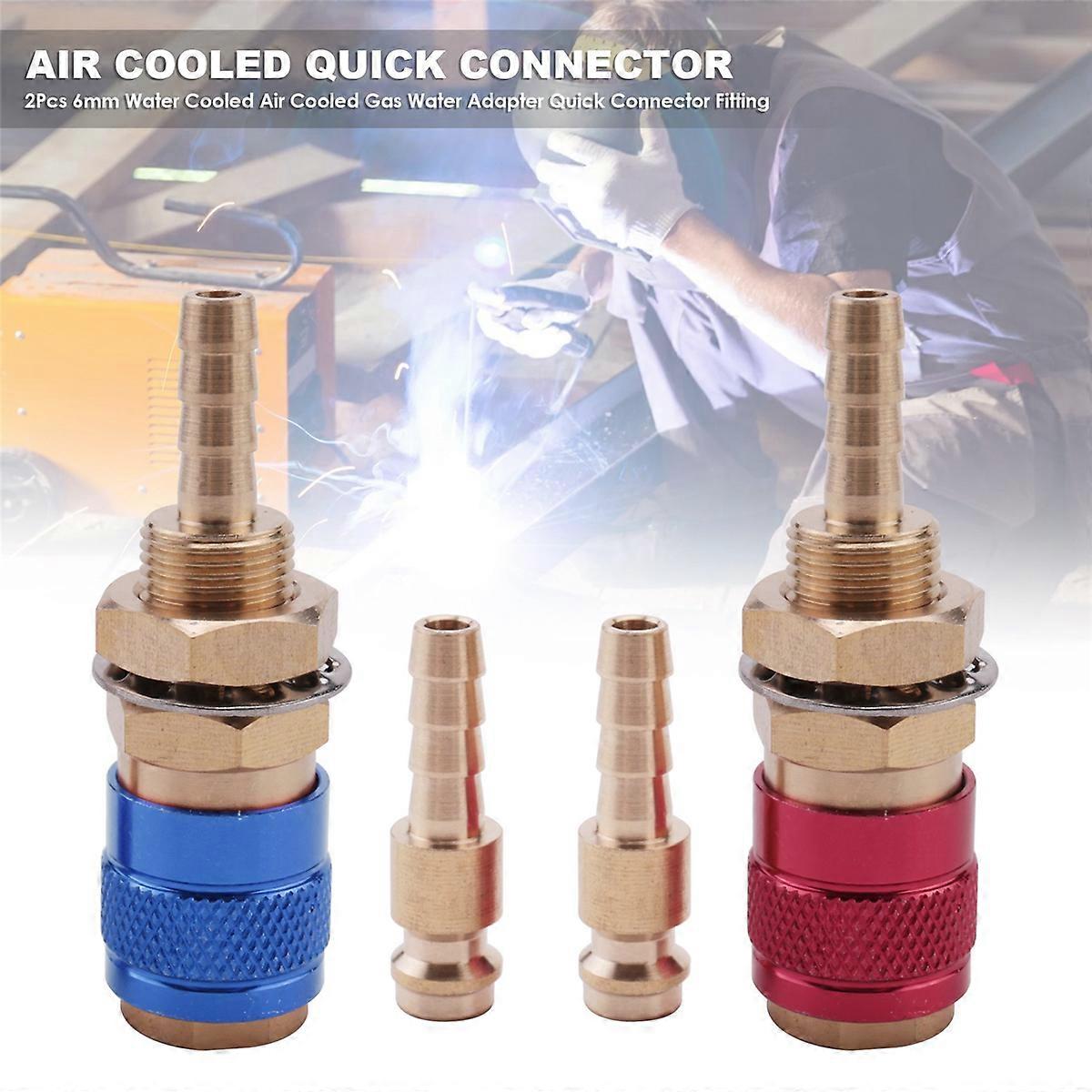 2Pcs 6mm Water Cooled Air Cooled Gas Water Adapter Quick Connector Fitting for MIG TIG Welding ...