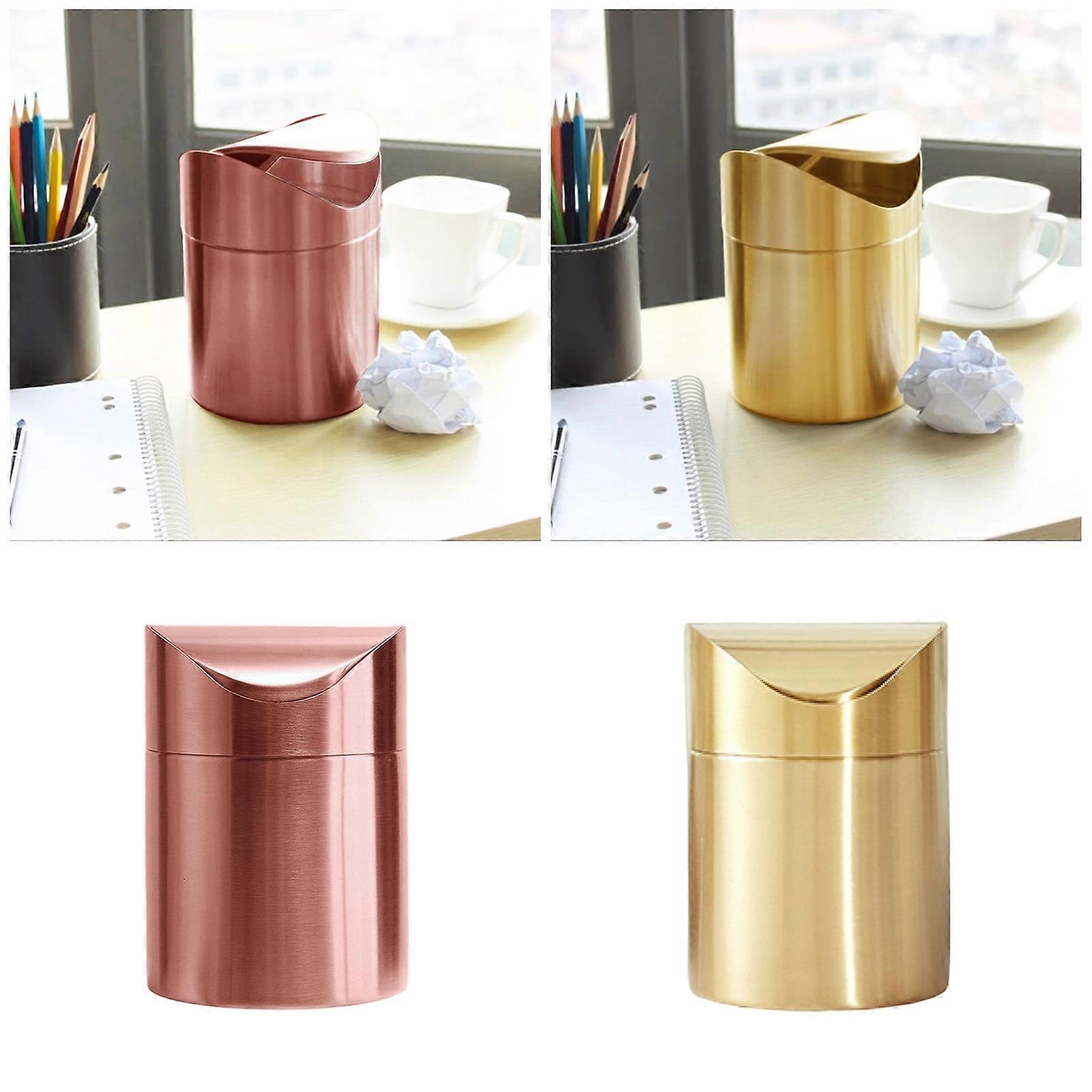 Modern Brushed Steel Mini Trash Can 1.50L with Swing Lid for Easy Use ...