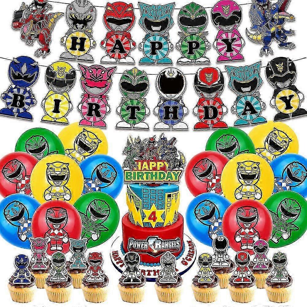 Power Rangers Theme Birthday Decoration Happy Birthday Banners Balloons ...