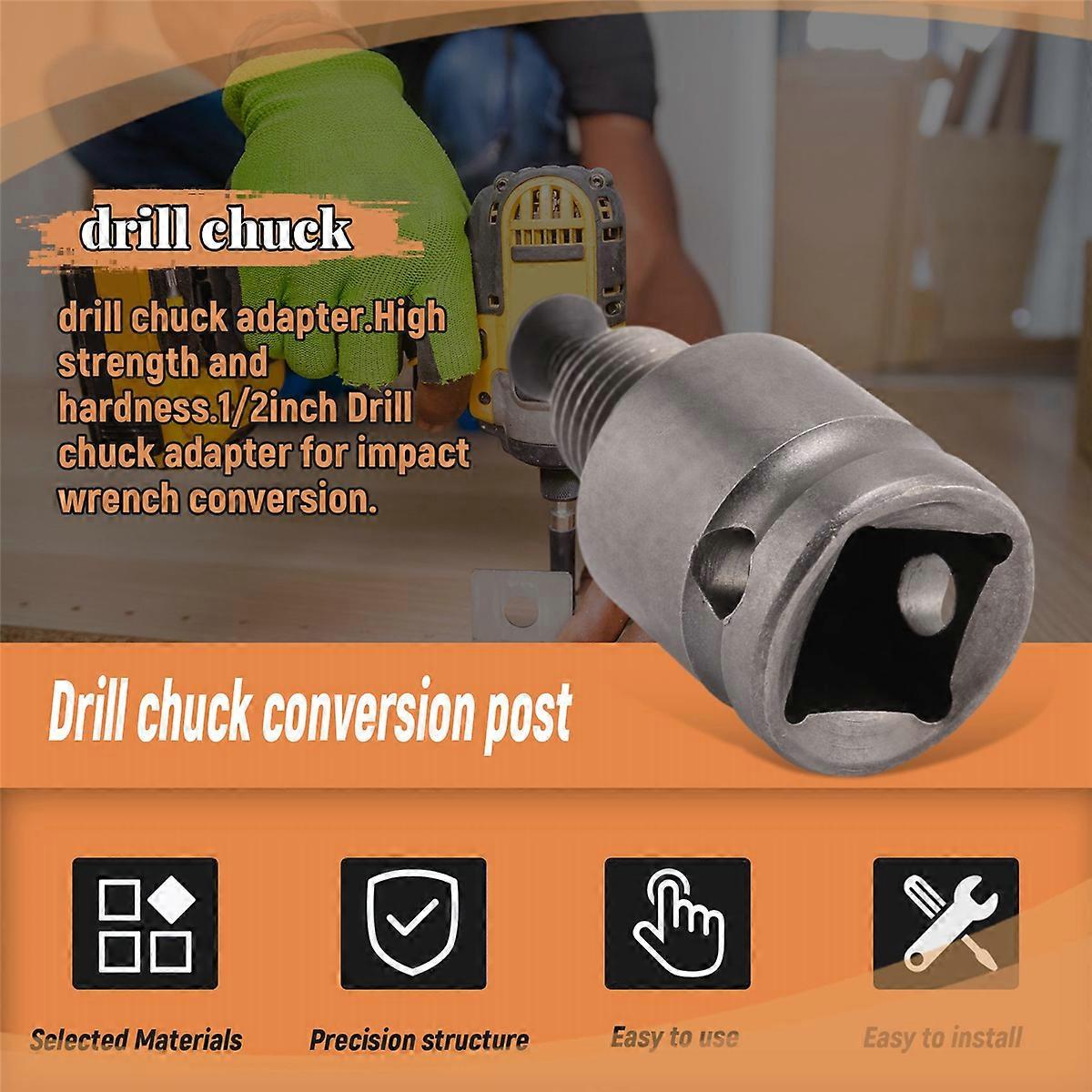 1/2inch Drill Chuck Adaptor For Impact Wrench Conversion 1/2-20Unf ...