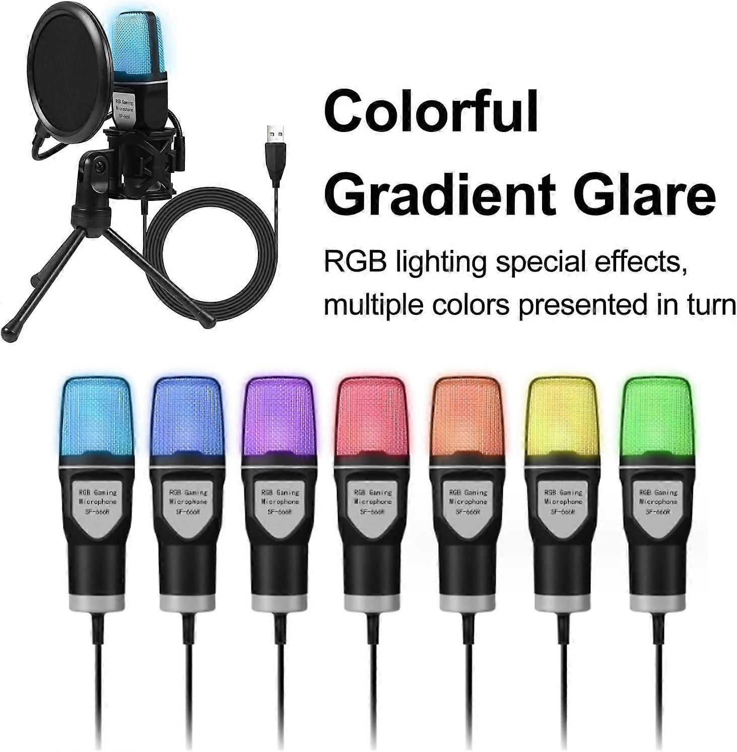 Classic net red Condenser Wheat RGB Seven-Color Luminous Microphone ...