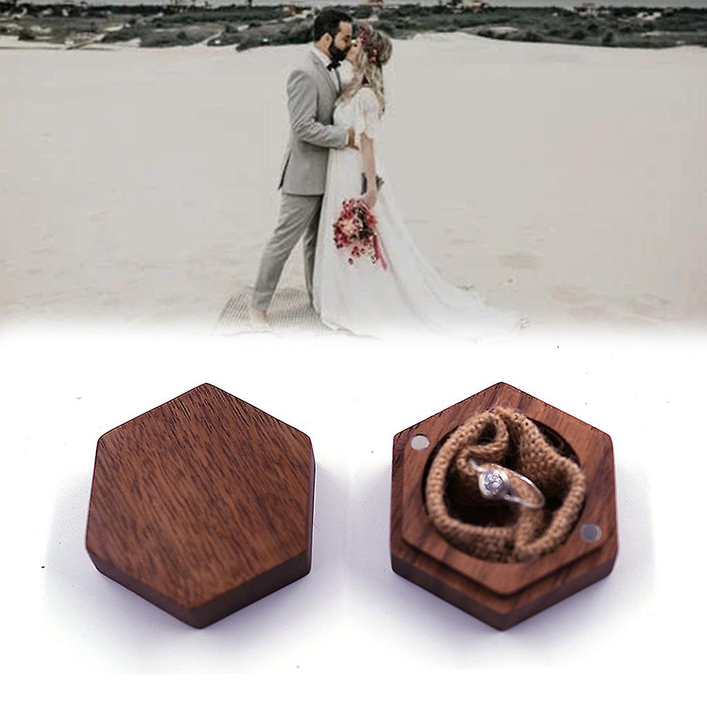 Gem Hexagon Wood Ring Box Black Walnut Jewelry Box Hexagon-shaped ...