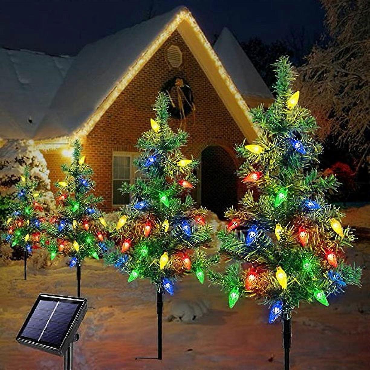 Solar Christmas Tree for Outdoor Decoration, Waterproof Mini Xmas Tree ...