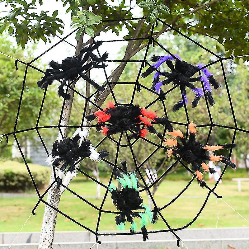 5 Feet Spider Web Decoration White Giant Spider Web + 2 Black Spiders ...