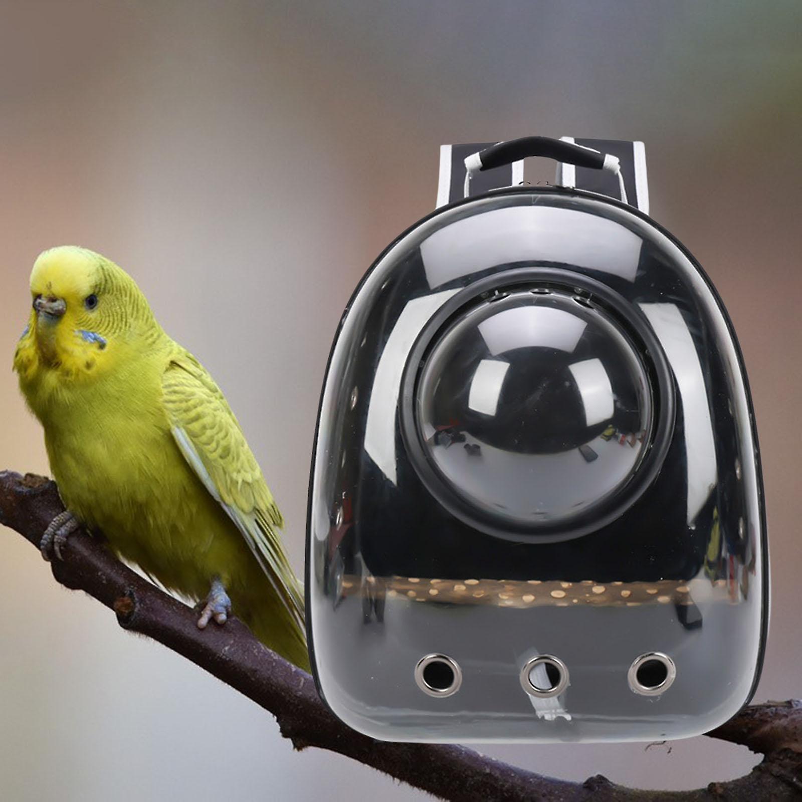 Portable Parrot Carrier Backpack Travel Cage Birds Space Capsule Black ...