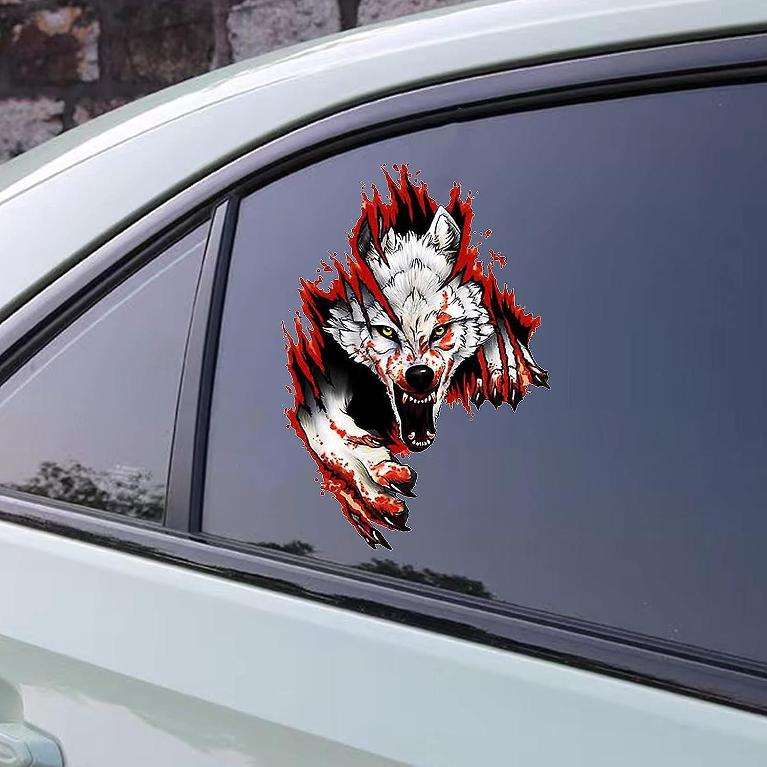 2pcs Car Hood Door Window Sticker Car Stickers Modified Wolf Head Decal ...