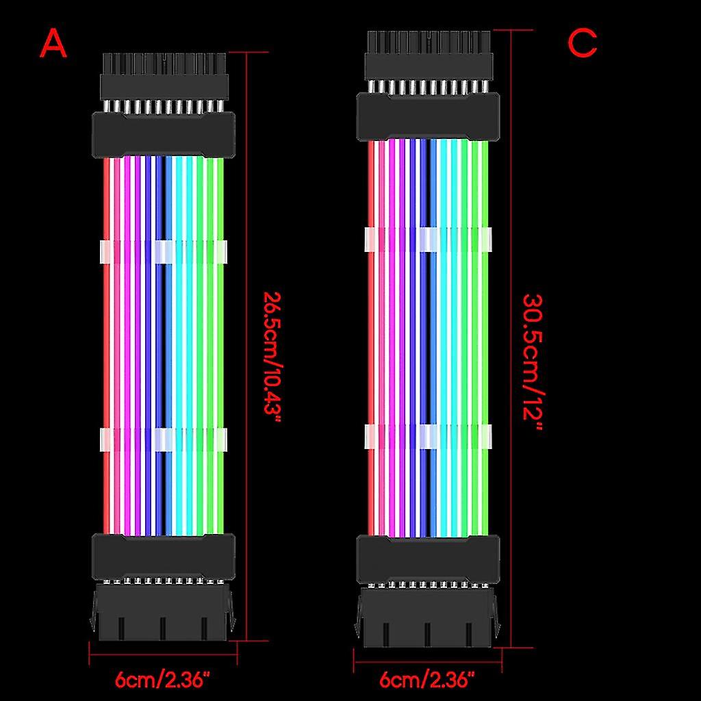 Pc Case Psu Extension Rgb Cable Atx 24pin Pci-e Gpu 8pinx2 8pinx3 Line ...