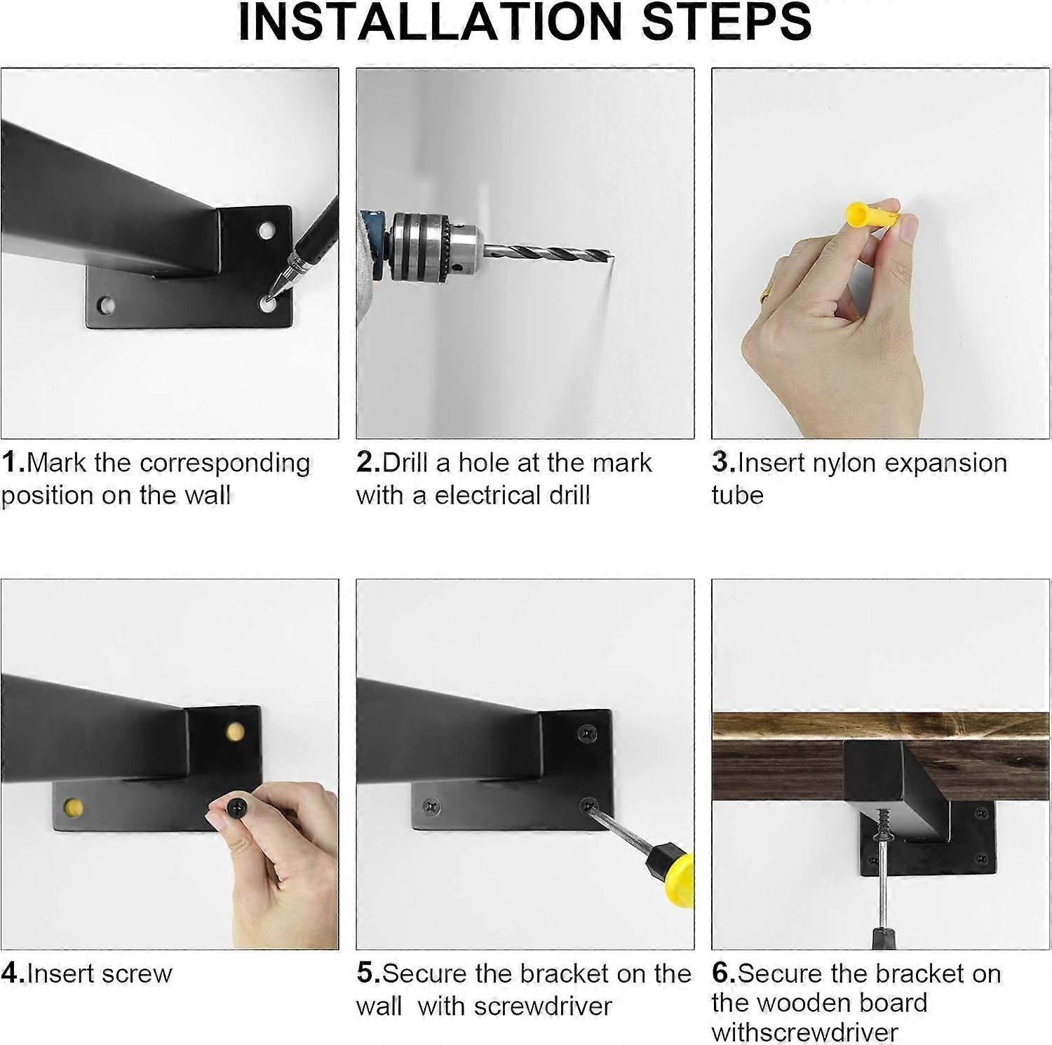 2pcs Industrial Shelf Bracket Wall Shelf Bracket Retro Fixing, Metal ...