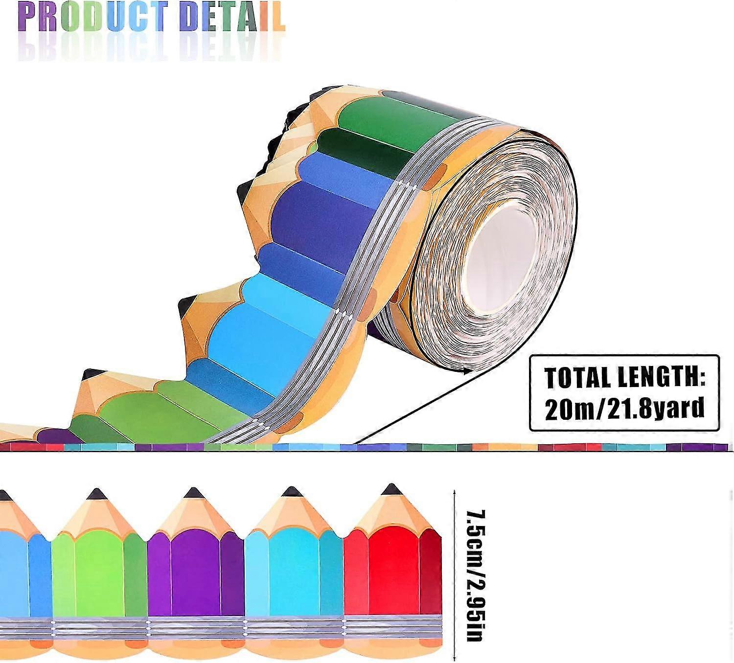 Pencils Border Trim - 66ft/20m Bulletin Board Borders, Colorful Back-to ...