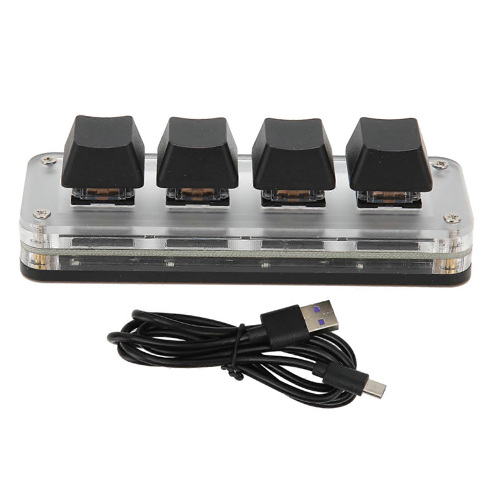4 Fully Programmable Keys Mini Type C Wired One Handed Mechanical ...