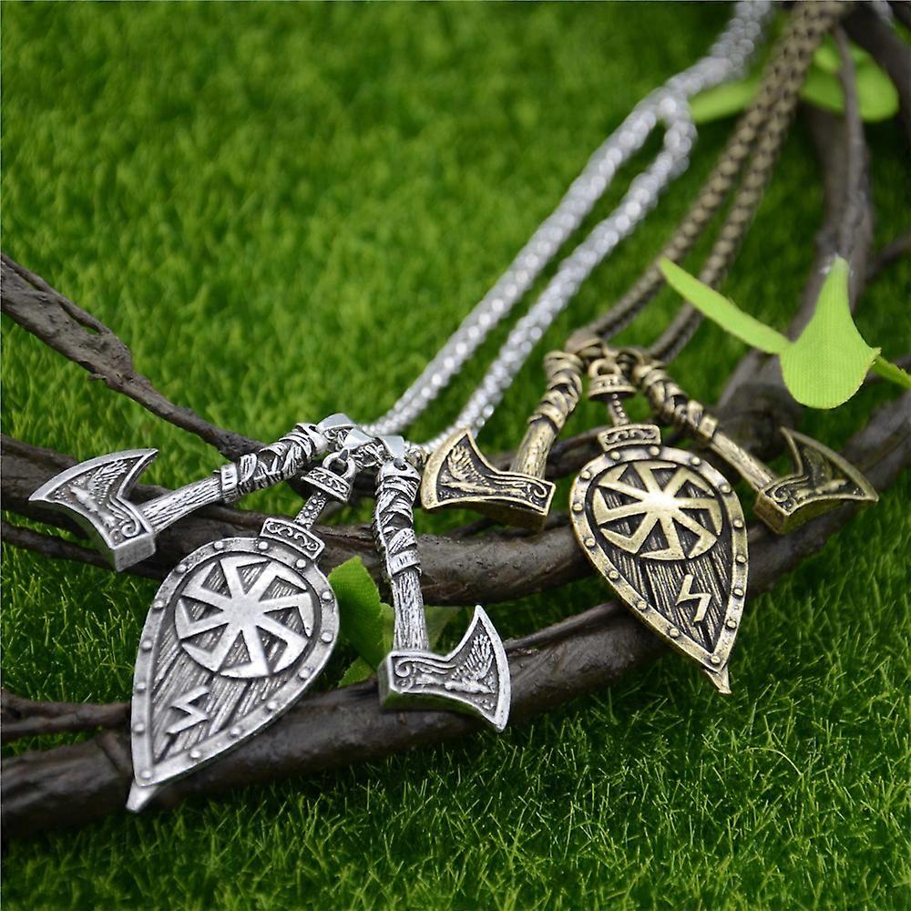 Viking Jewelry Sword Shield Odin Raven Wolf Axe Amulet Slavic Kolovrat ...