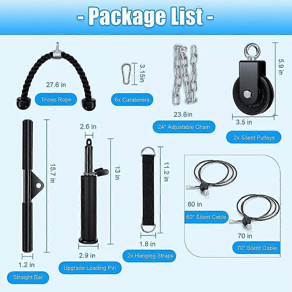 27Pcs Fitness Pulley System Gym LAT Pulldown Attachments Squat Rack ...
