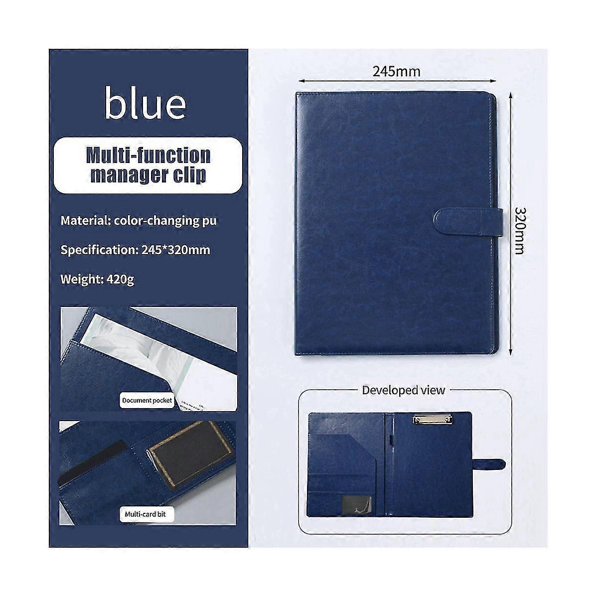 A4 Leather Folder Multifunctional Business Contract Folder with Notes ...